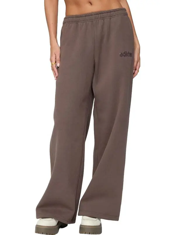 EDIKTED Logo Wide-leg Sweatpants - Brown
