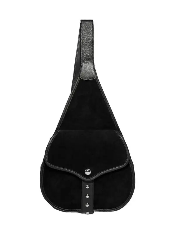 AIMEE Leather Sling Bag - Black Suede