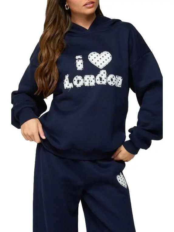 EDIKTED I Heart London Hoodie - Navy