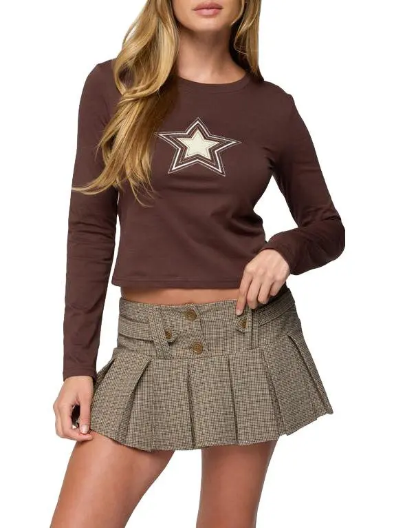 EDIKTED Starlett Long Sleeve T-shirt - Brown