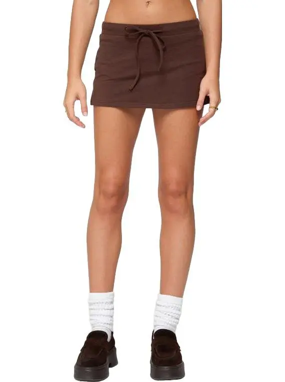 EDIKTED Bayside Stretch Cotton Micro Skort - Brown