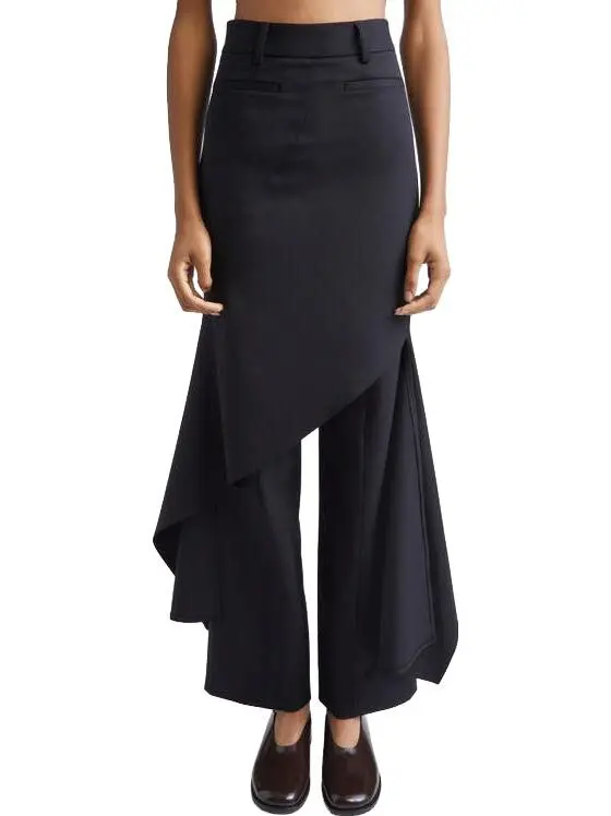 Monse Deconstructed Stretch Virgin Wool Skirt Pants - Black