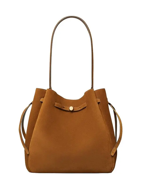 Tory Burch Large Romy Suede Bucket Bag - Caramel