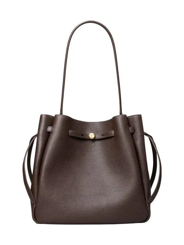 Tory Burch Large Romy Pebble Leather Bucket Bag - Deep Brown