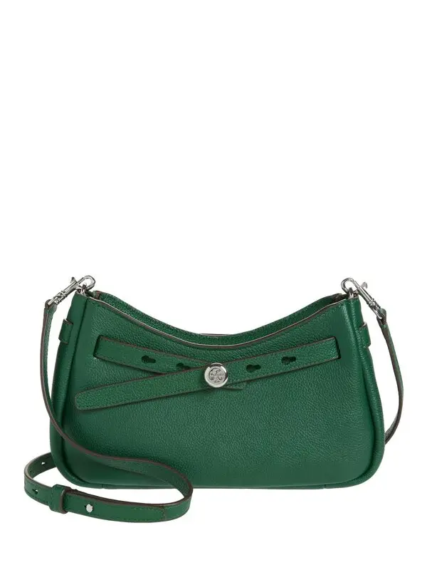 Tory Burch Romy Zip Top Leather Crossbody Bag - Dark Kale