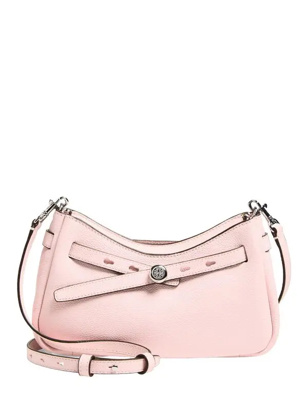 Tory Burch Romy Zip Top Leather Crossbody Bag - Rose Mist