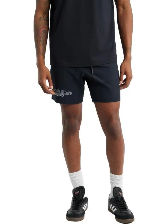 SANTO STUDIO Tempo Tonal Tech Performance Drawstring Shorts - Black