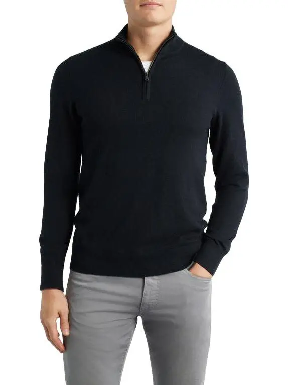 Mizzen+main Heritage Quarter Zip Sweater - Black