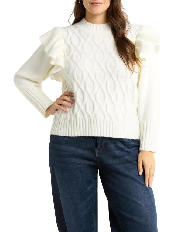 SUGARLIPS Gloriana Cable Stitch Sweater - White