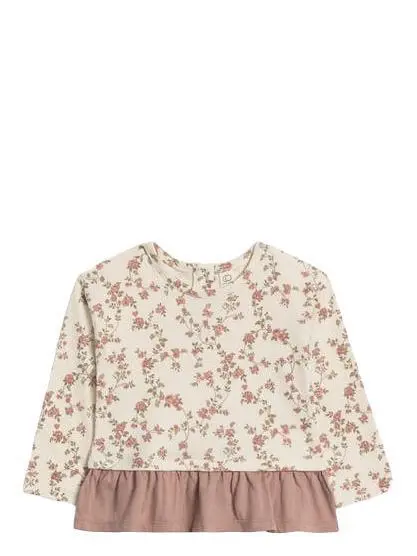 COLORED ORGANICS Long Sleeve Ruffle Hem Top - Agnes Floral/mauve