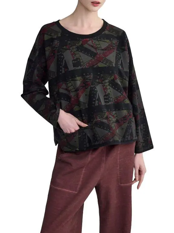 LUUKAA Abstract Panel Pullover - Smoky Print