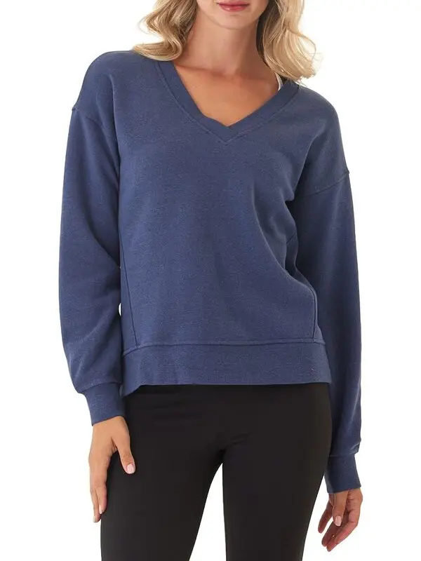 THREADS 4 THOUGHT Elisha V-neck Fleece Sweatshirt - Deep Sea