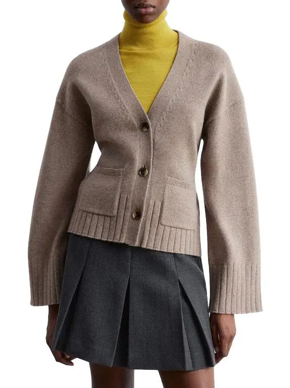 & Other Stories Cotton And Wool Blend Cardigan - Mole Dark