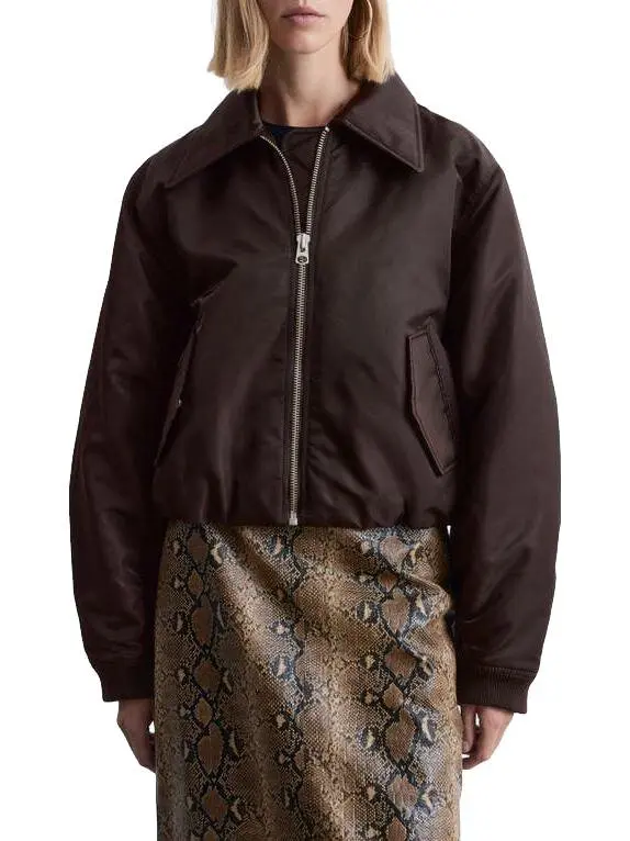 & Other Stories Cropped Bomber Jacket - Brown Dark