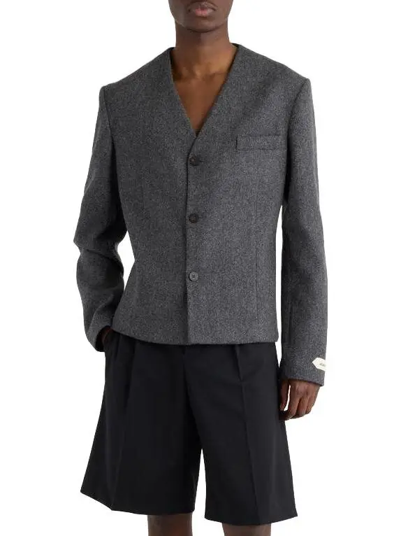 Jacquemus La Veste Sera Fitted Collarless Blazer - Dark Grey