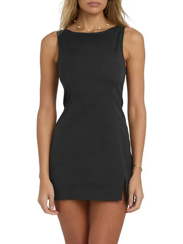 BILLABONG Cotton Blend Sheath Minidress - Black Sands