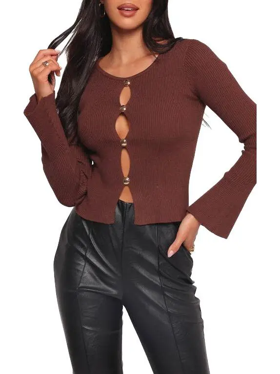 PETAL & PUP Rosienna Cutout Rib Top - Chocolate