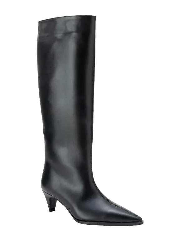 FOREVER & ALWAYS SHOES Siora Leather Knee High Boots - Black Leather