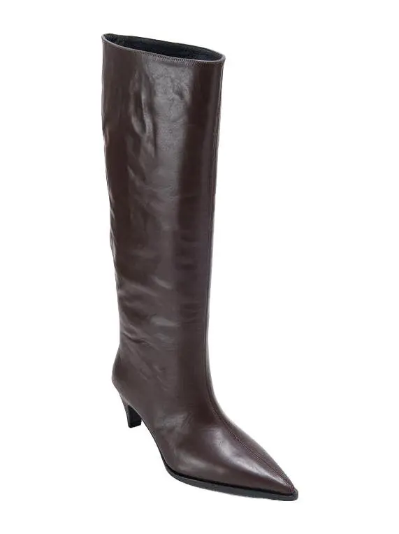FOREVER & ALWAYS SHOES Siora Leather Knee High Boots - Brown Leather