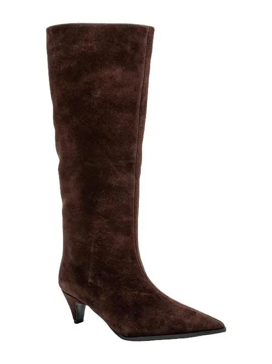 FOREVER & ALWAYS SHOES Siora Leather Knee High Boots - Brown Suede Leather