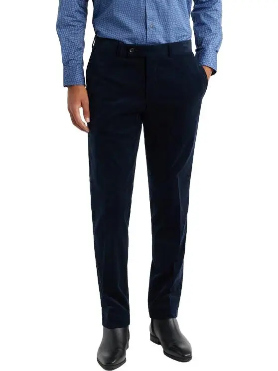 JACK VICTOR Palmer Flat Front Stretch Corduroy Trousers - Navy