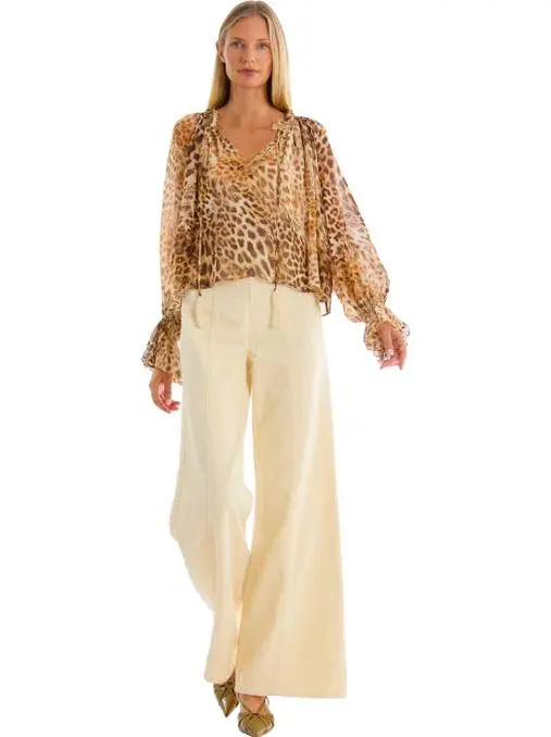SECRET PON-PON Cambria Leopard Print Silk Chiffon Blouse - Brown Leopard