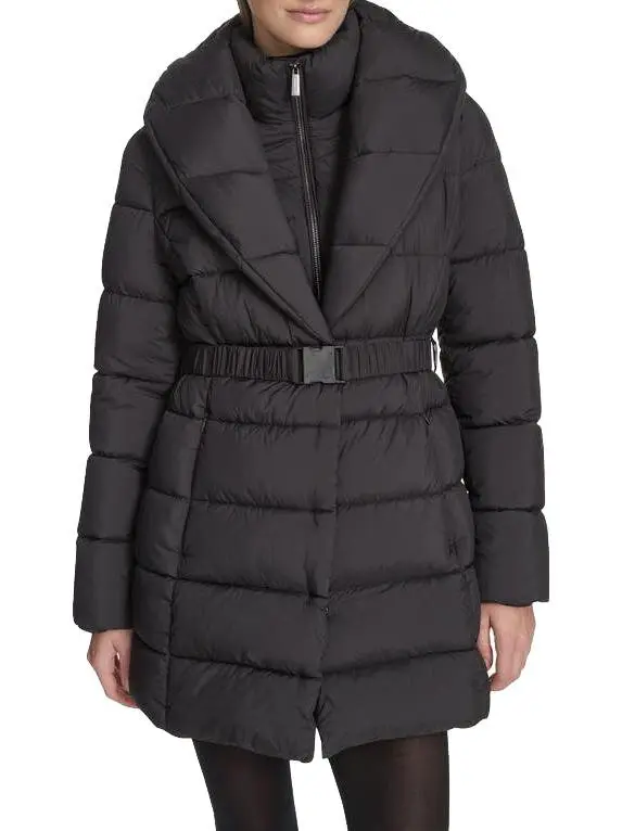 KENNETH COLE Water Resistant Puffer Coat - Black