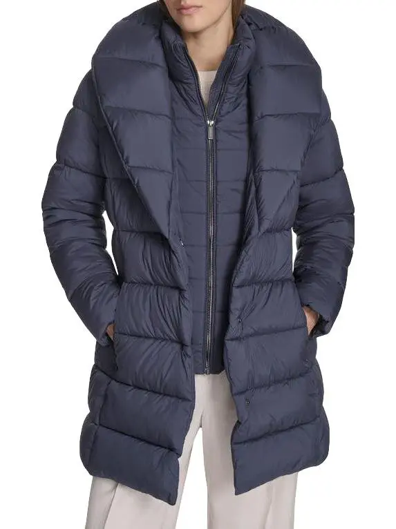 KENNETH COLE Water Resistant Puffer Coat - Navy
