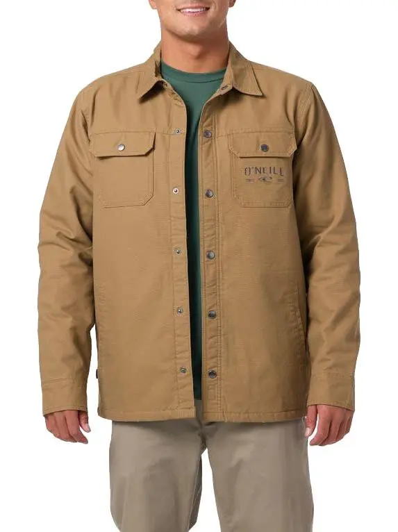 O'Neill Fleece Lined Cotton Canvas Jacket - Dark Khaki