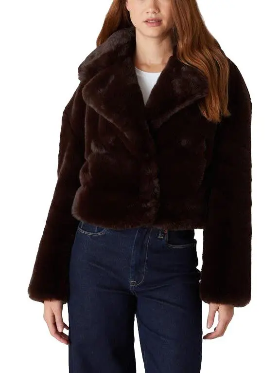 Blanknyc Cropped Faux Fur Jacket - Americano