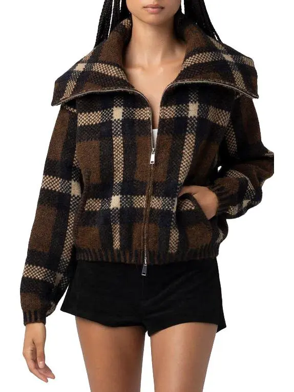 Blanknyc Plaid Crop Zip-up Jacket - Prep-academy