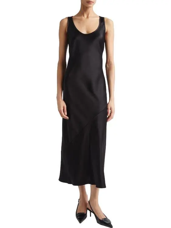 St. John Sarah Liquid Satin Shift Dress - Black