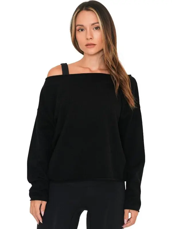 REBODY Romy Off Shoulder Cashmere Sweater - Black