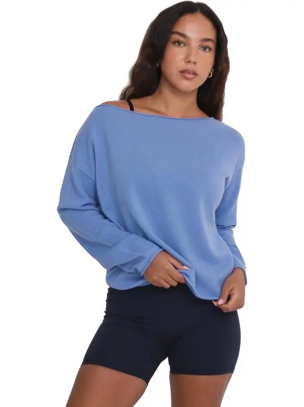 REBODY Romy Off Shoulder Cashmere Sweater - Coastal Blue