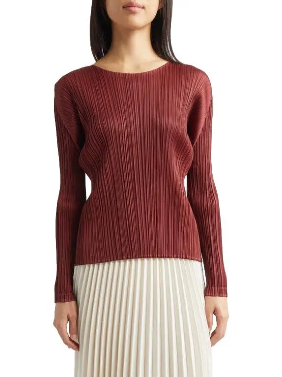 Issey Miyake Monthly Colors December Pleated Top - Brown Red