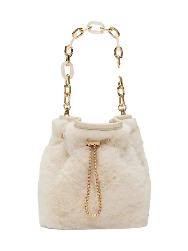 Aldo Faux Fur Bucket Bag - Other White