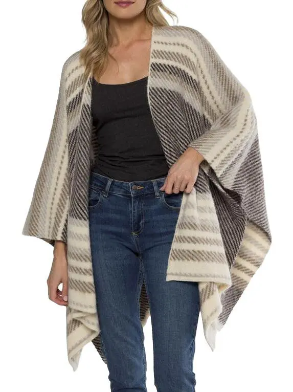 Matty M. Striped Poncho - Taupe