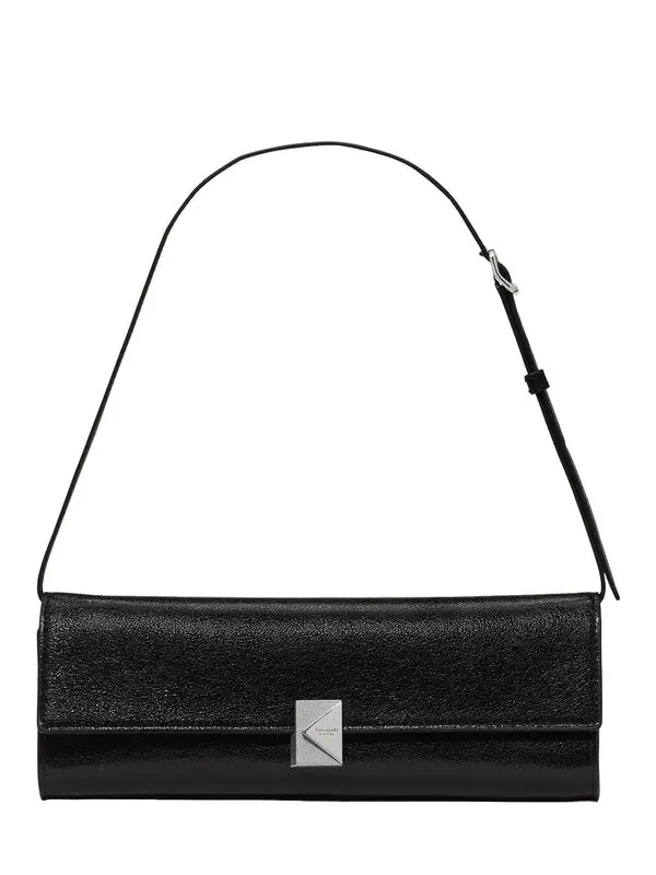 Kate Spade New York Mini Deco Glazed Leather Shoulder Bag - Black