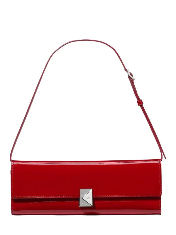 Kate Spade New York Mini Deco Patent Leather Shoulder Bag - Dark Scarlet