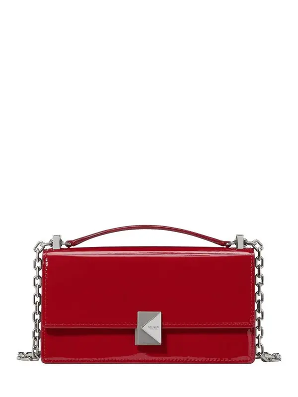 Kate Spade New York Mini Deco Patent Leather Convertible Chain Crossbody Bag - Dark Scarlet