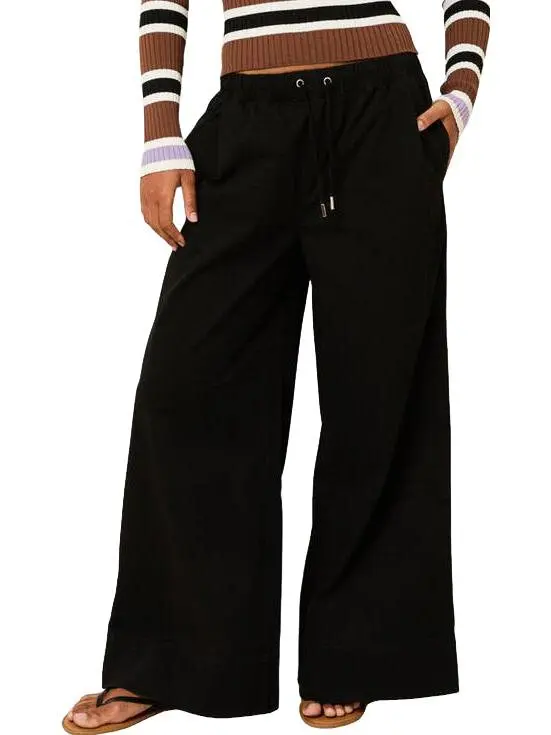 Solid & Striped The Flynn Stretch Cotton Wide Leg Pants - Noir