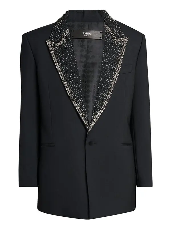 Amiri Sequin Peak Lapel Oversized Blazer - Black