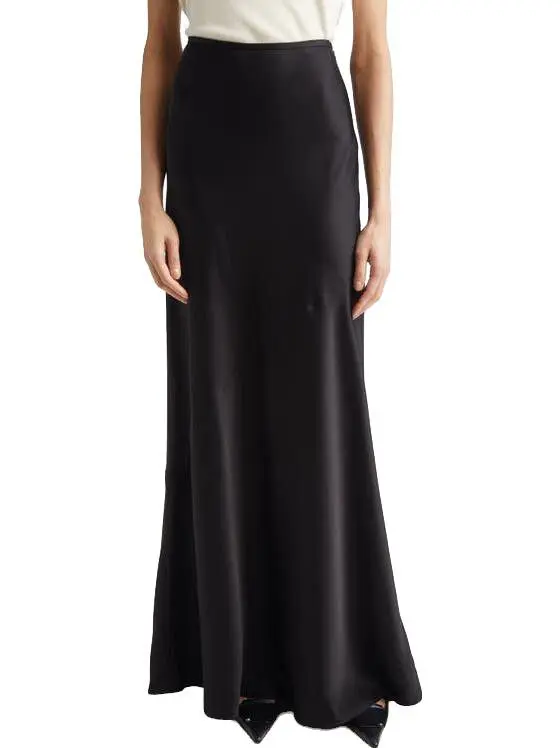 St. John Beverly Liquid Satin Skirt - Black