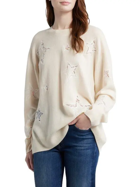 LoveShackFancy Westcott Star Lace Sweater - Ivory