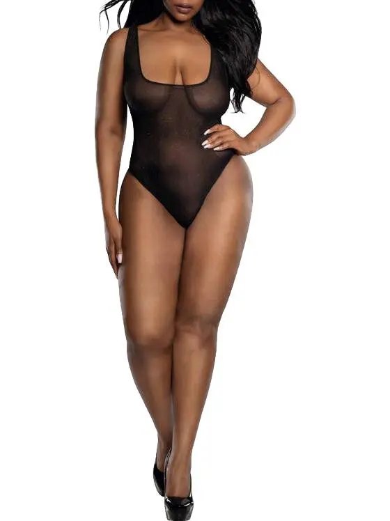 DREAMGIRL Sheer Mesh Teddy - Black