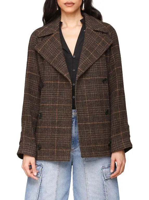 Avec Les Filles Double-breasted Plaid Coat With Tie Belt - Estate Plaid