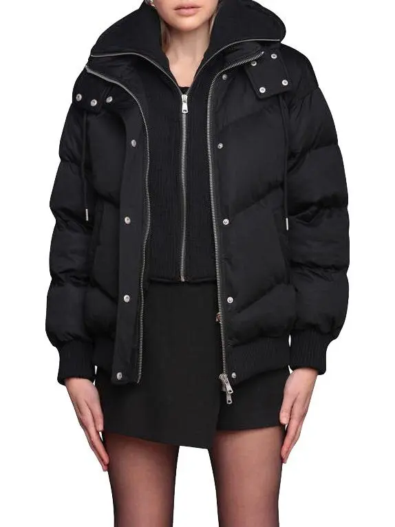 Avec Les Filles Hooded Puffer Jacket - Black
