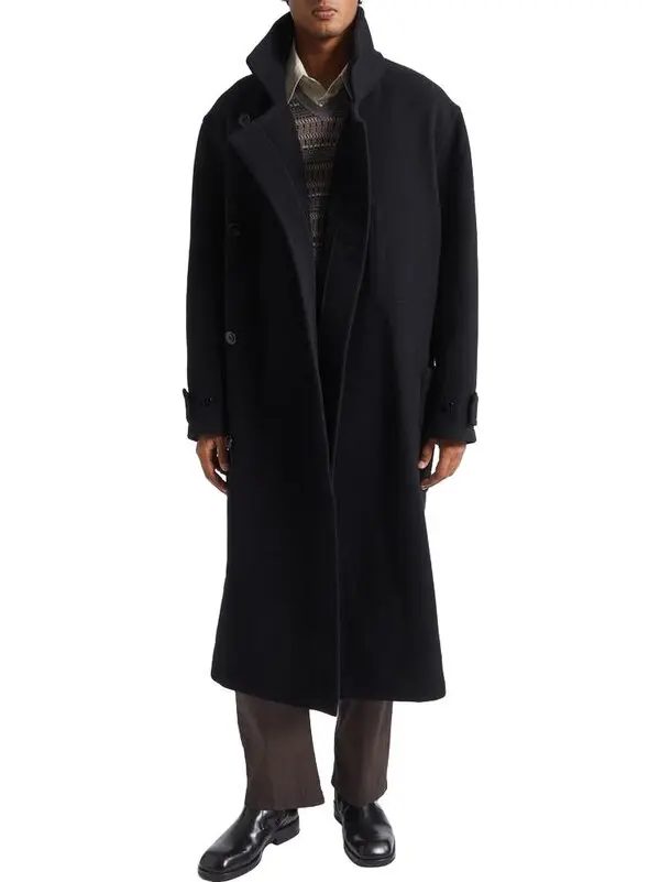 LEMAIRE Double Face Wool Wrap Coat - Black