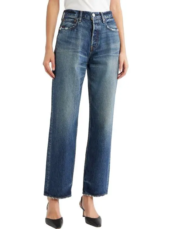 Moussy Vintage Atmore Wide Straight Leg Jeans - Blue