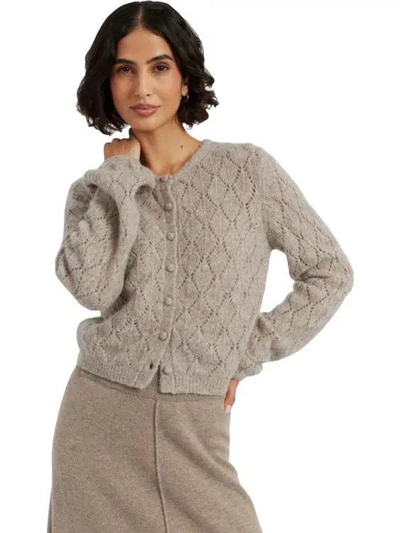 Chinti & Parker Wool Blend Diamond Cardigan - Warm Oatmeal